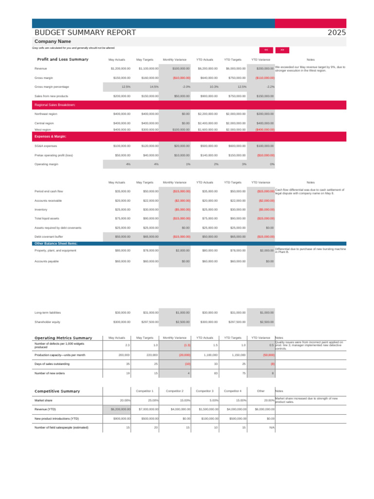 Budget Summary Report1 | PDF | Accounting | Business Economics