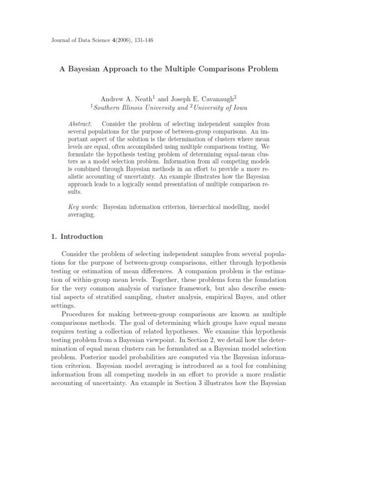 A Bayesian Approach To The Multiple Comparisons Problem | PDF ...