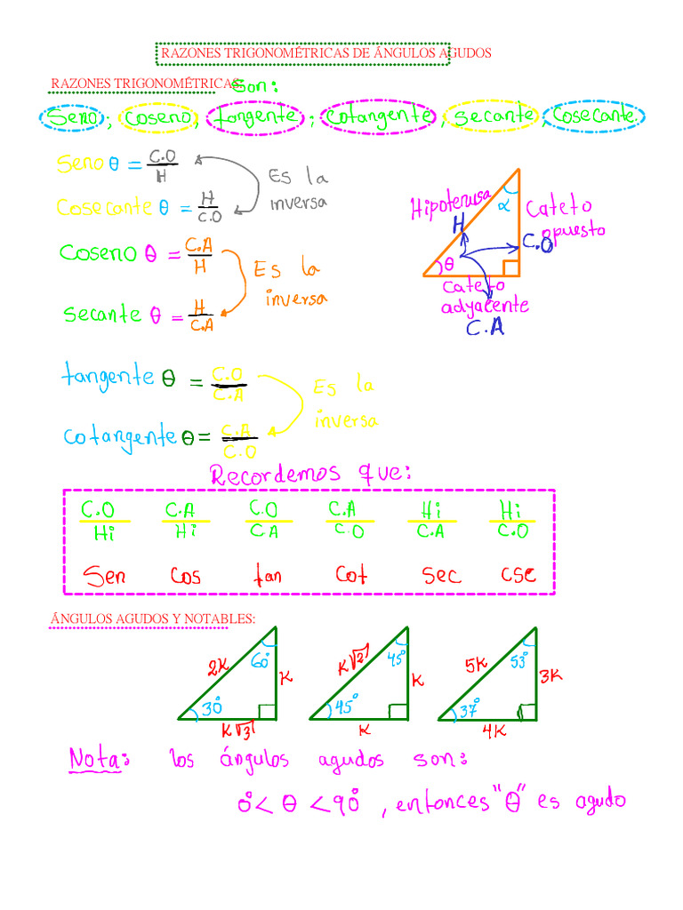 Razones Trigonométricas de Ángulos Agudos 2 Do | PDF