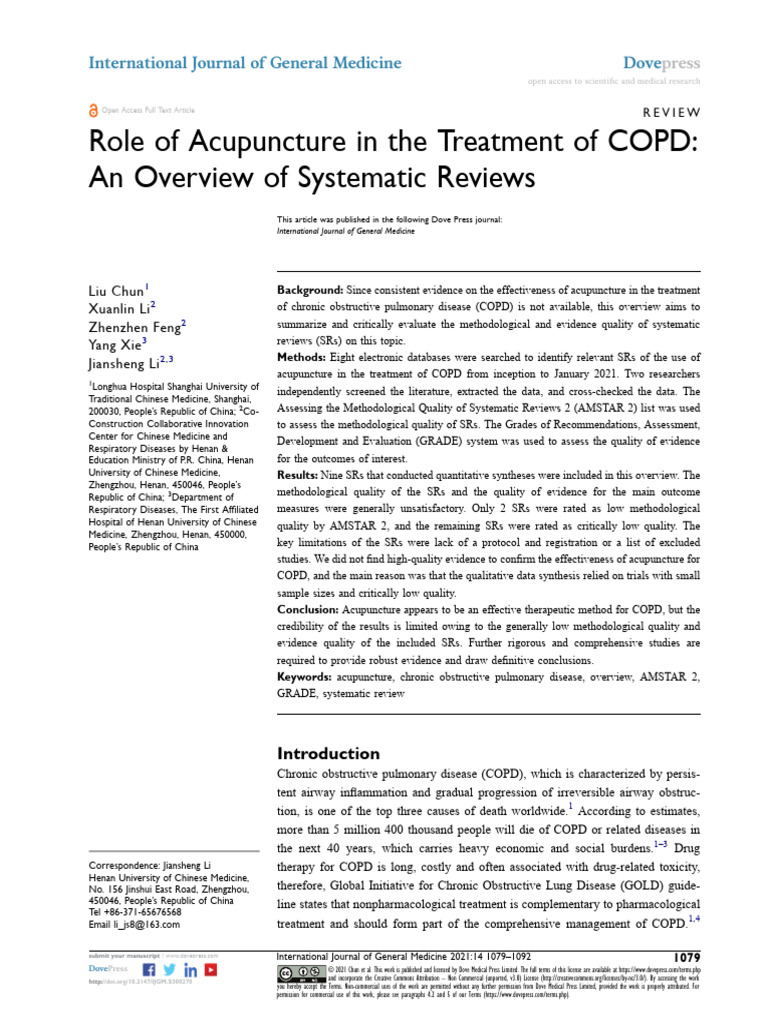 2021 TCM Vai Tro Cua Cham Cuu Trong COPD - Systems Review | PDF ...