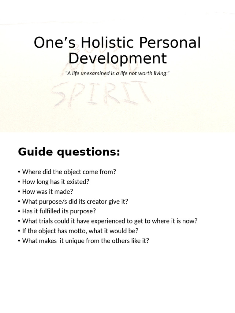 Holistic Personal Development Guide | PDF | Cognitive Development ...