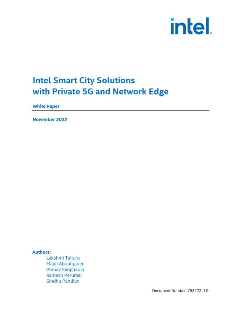 Intel Smart City Solutions With Private 5G and Network Edge - Rev1.0 ...