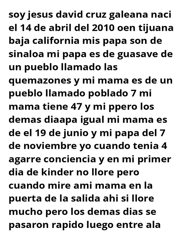 Soy Jesus David Cruz Galeana Naci El 14 de Abril Del 2010 Oen Tijuana ...