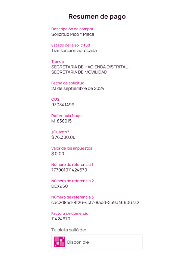 Comprobante de Pago PSE Con Nequi | PDF