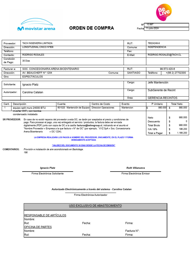 Oc 10997 - 186 | PDF | Factura