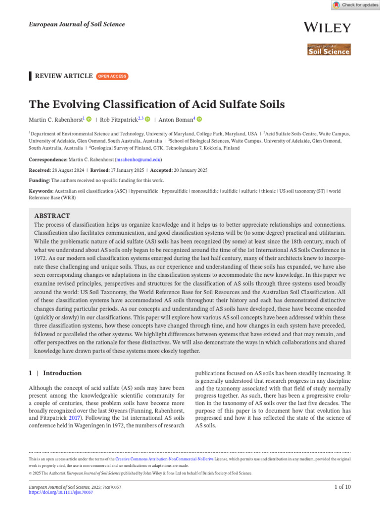 The Evolving Classification of Acid Sulfate Soils: Review Article | PDF ...