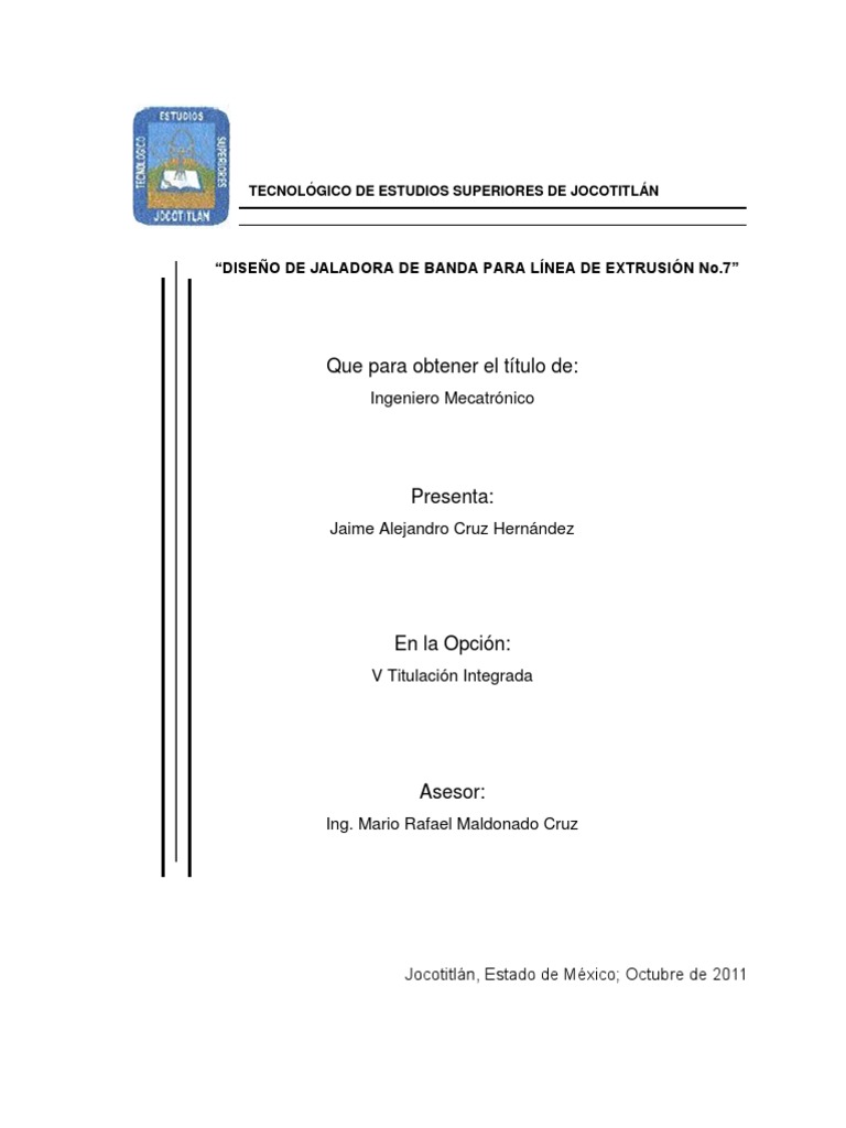 Diseño de Jaladora de Banda para Extrusión | PDF | El plastico | Tornillo