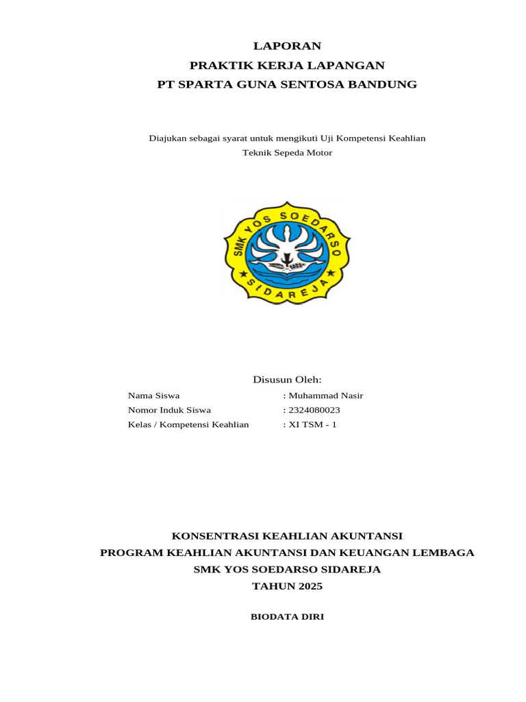 Format Laporan PKL Tahun Ajaran 2025-2026 | PDF