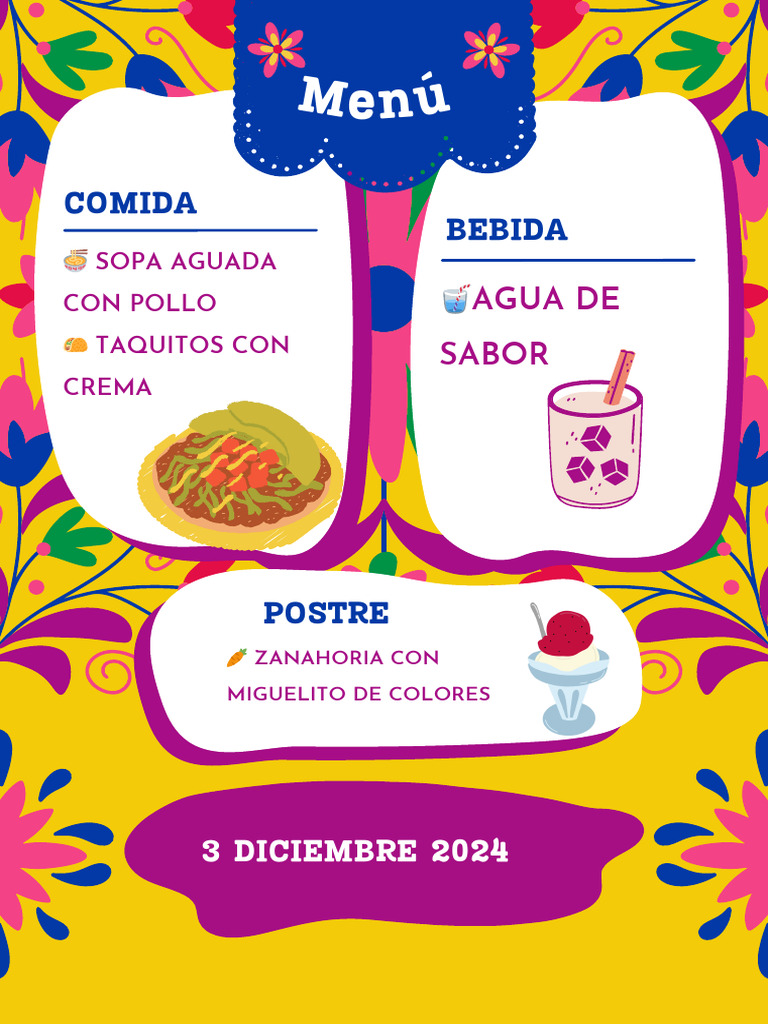 Menú Vertical Antojitos Mexicanos Orgánico Azul Colorido.pdf | PDF
