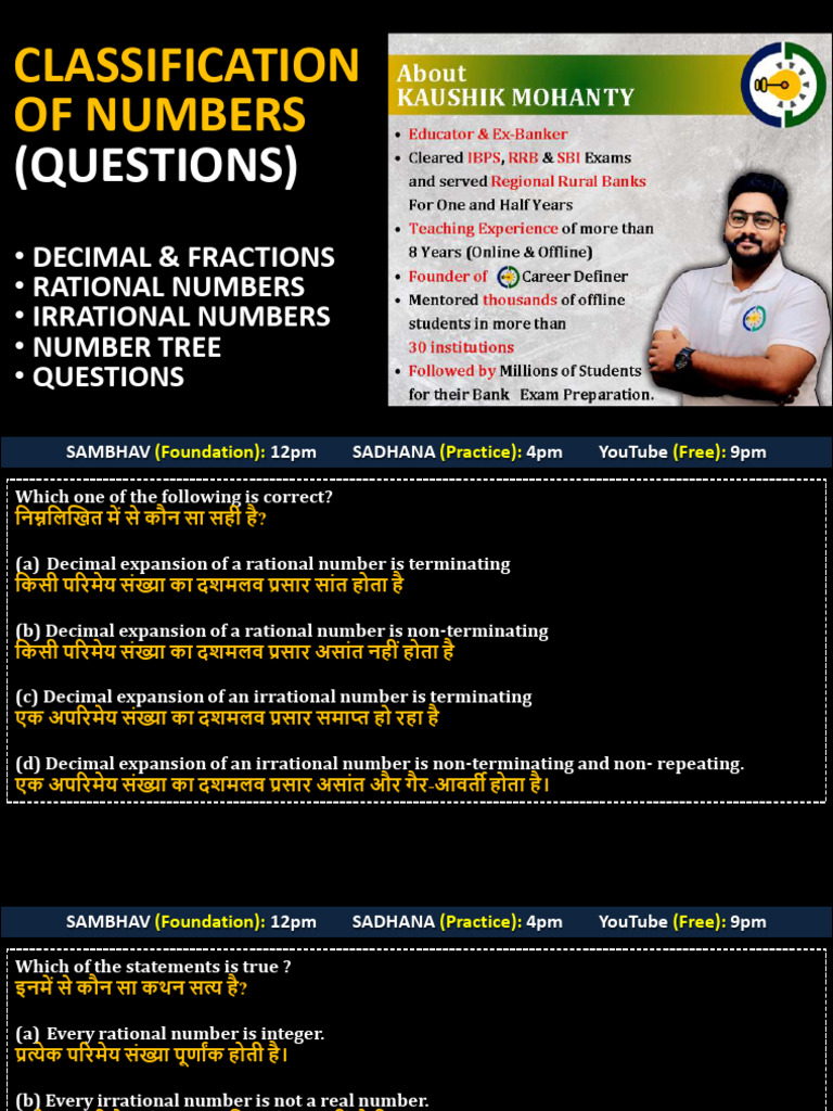 2 - Classification of Numbers Based Questions PDF | PDF