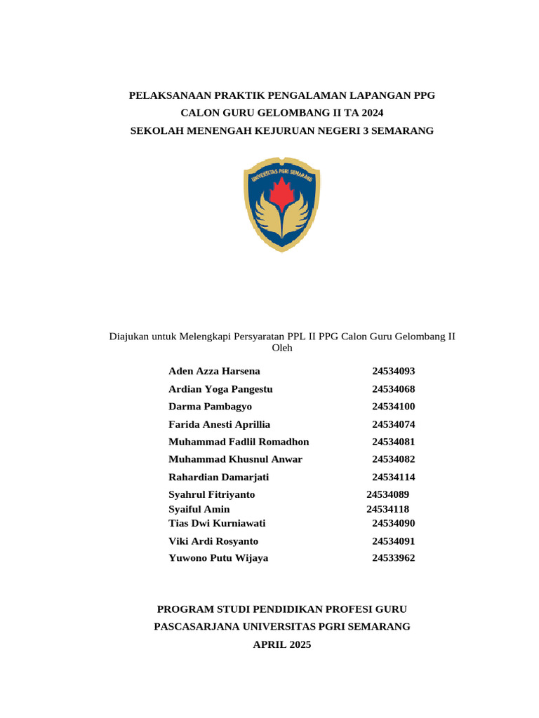Laporan Pelaksanaan PPL II_SMKN 3 Semarang | PDF