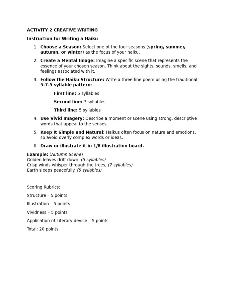Activity 2 Creative Writing | PDF