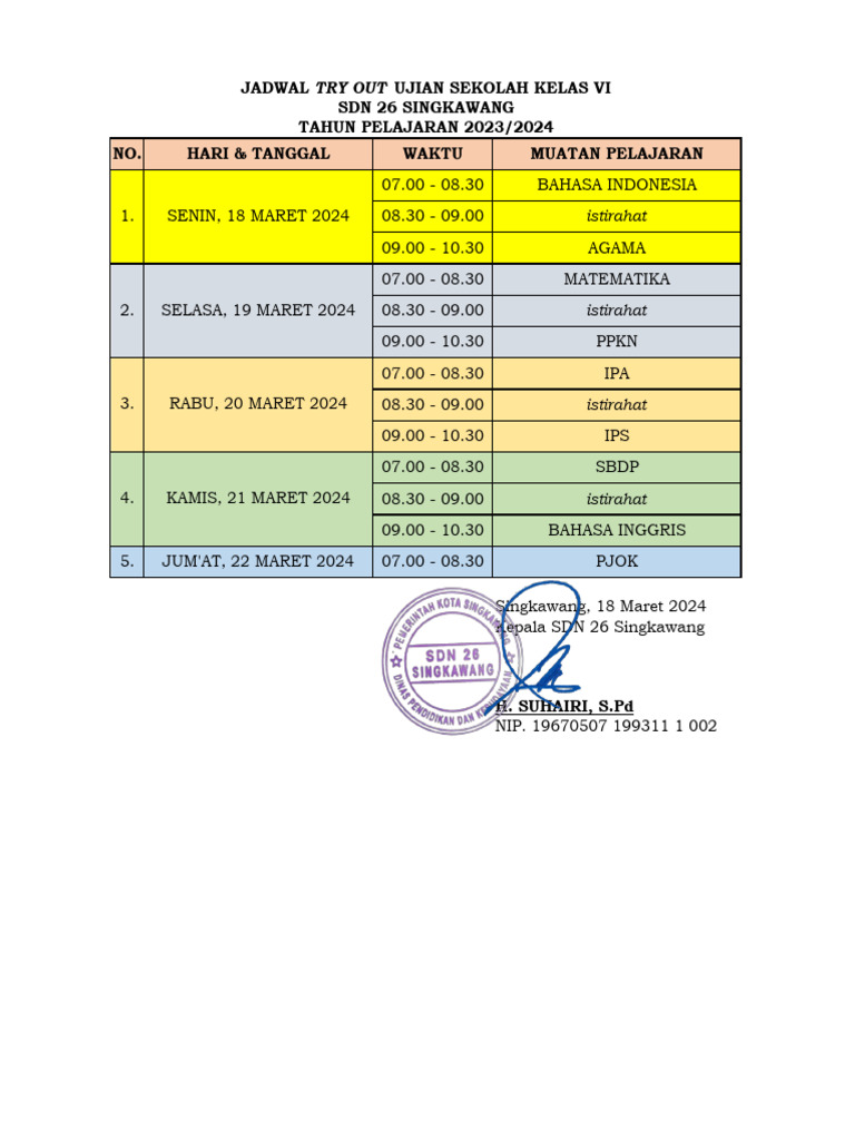 Jadwal To 2023-2024 | PDF