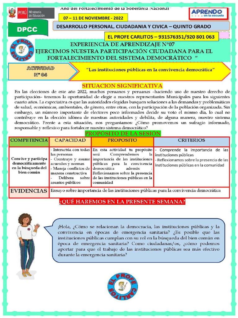 DPCC 5° - SEM.4-EDA7 - Archivos JOSEPH PONCE | PDF
