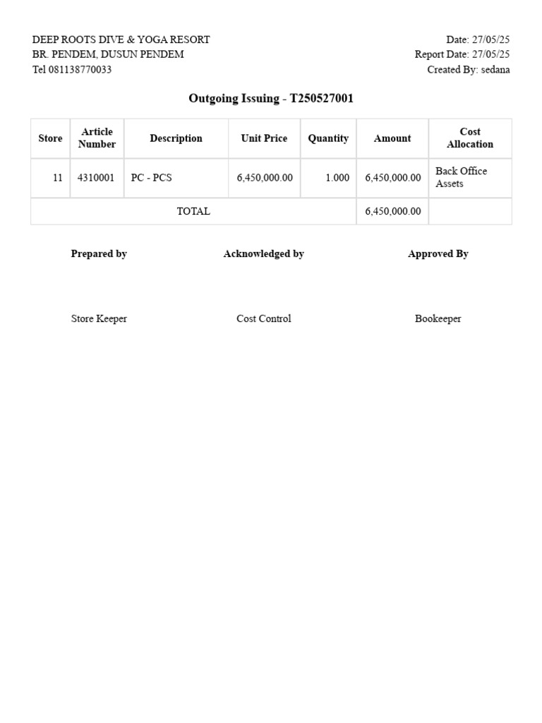 Issuing Back Office PC To Asset | PDF