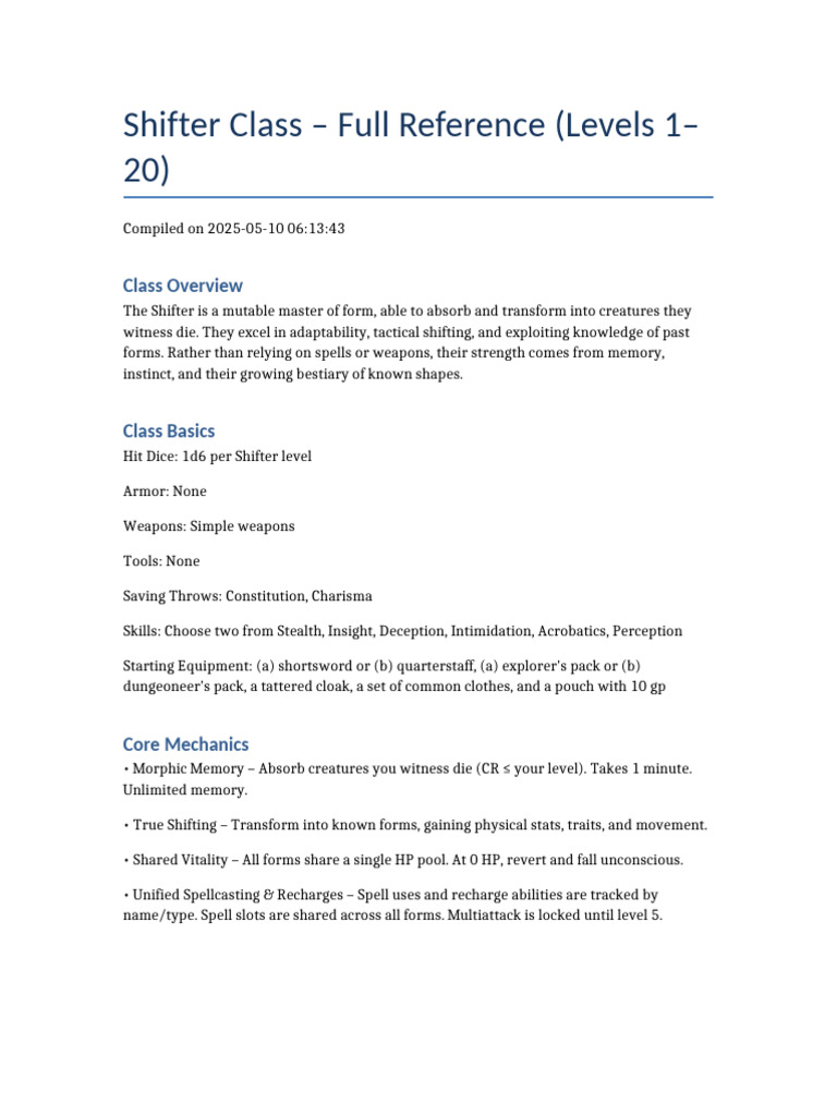 Shifter_Class_Complete_Reference | PDF | Role Playing Games