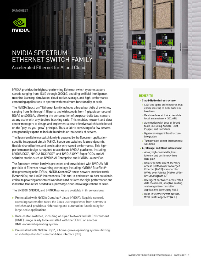 Ethernet Switches Switch Datasheet Spectrum 2347441 | PDF