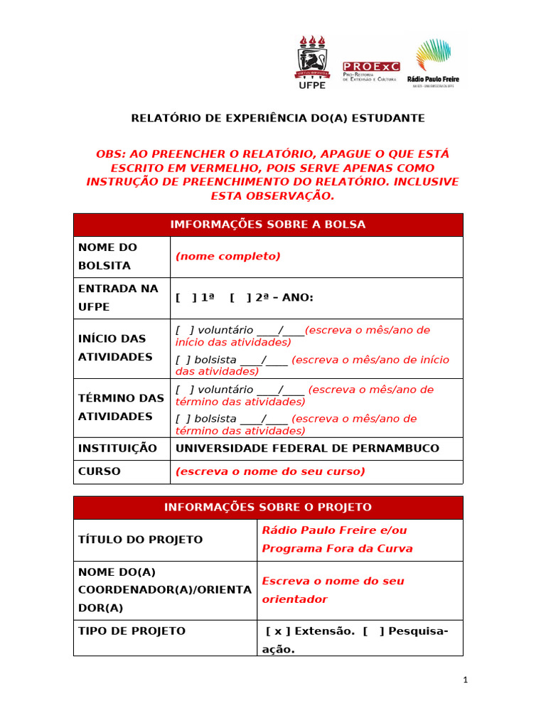 Modelo De Relatorio 5 Anomodelo De Relatorio De Experiencia