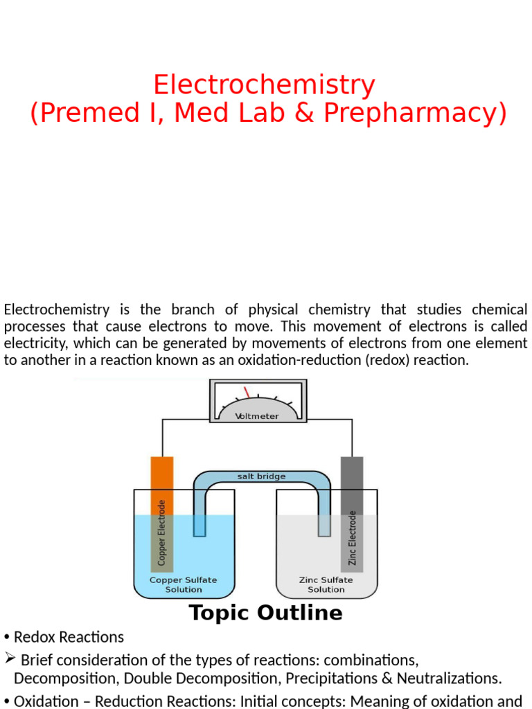 Understanding Electrochemistry Basics | PDF | Redox | Electrochemistry