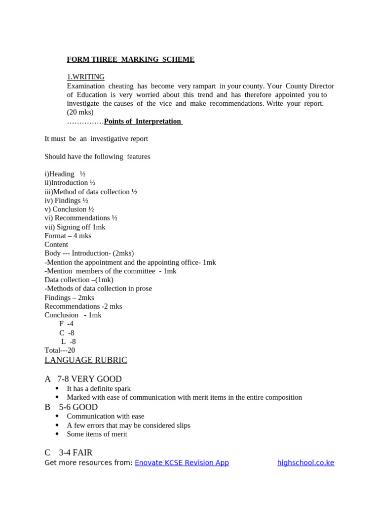 English Form 3 Opener Term 3 2024 Ms | PDF | Advertising