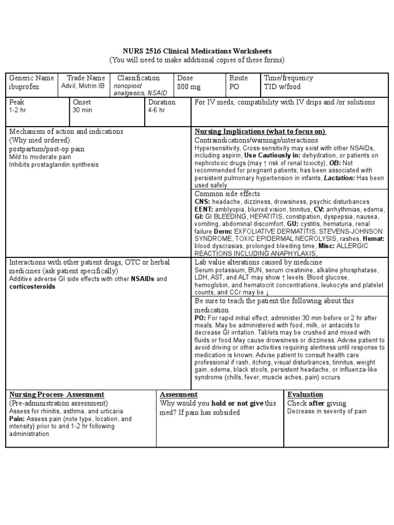 Drug Card Motrin 800mg | PDF | Nonsteroidal Anti Inflammatory Drug ...