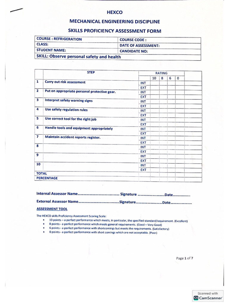 Skills Assessment Form | PDF
