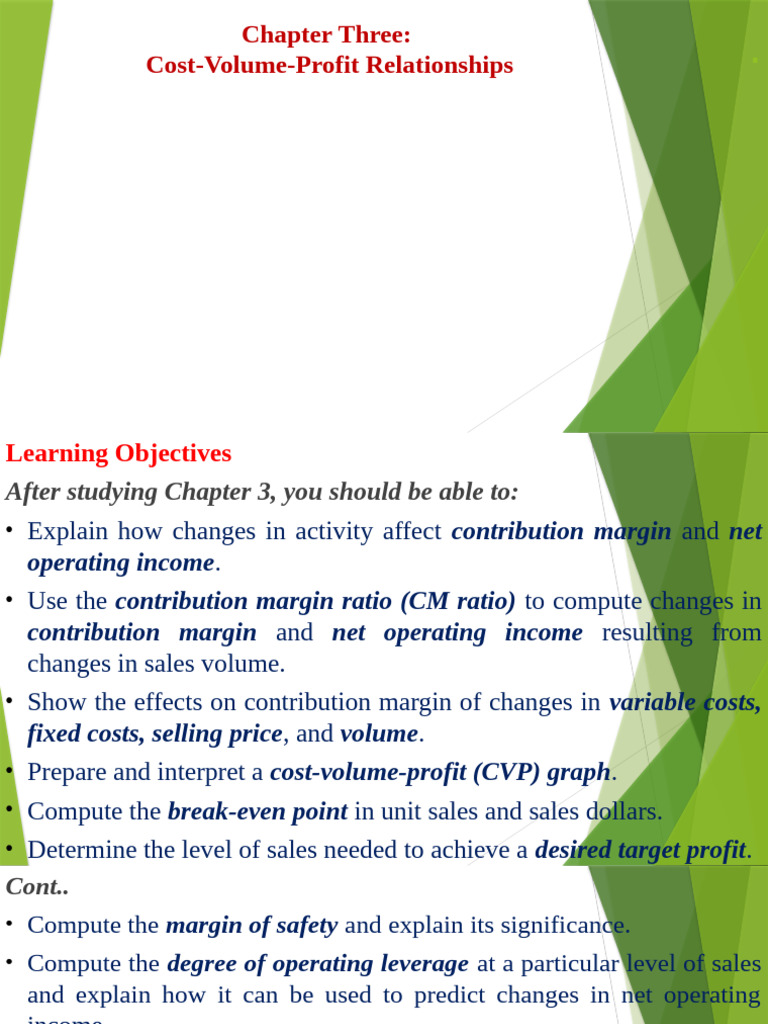 Chapter Three Cost-Volume-Profit Analysis | PDF | Economics ...