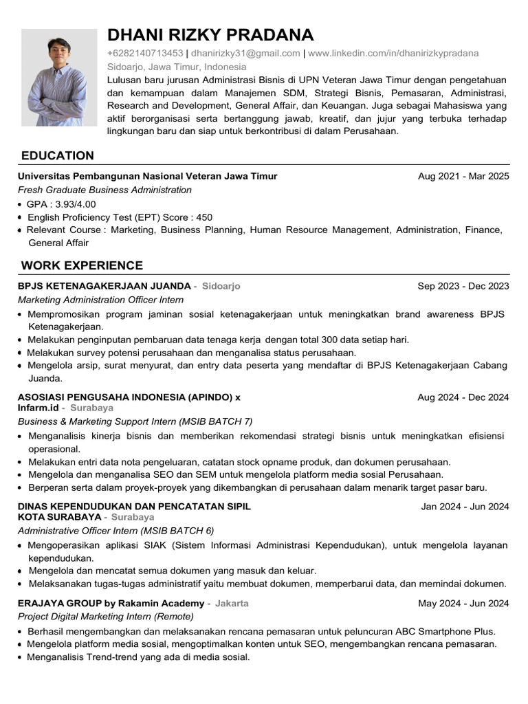 CV-Dhani Rizky Pradana | PDF