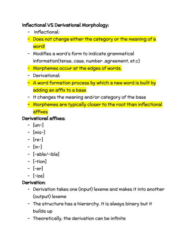 Morphology Quiz 2 Study Sheet | PDF | Morphology (Linguistics) | Word