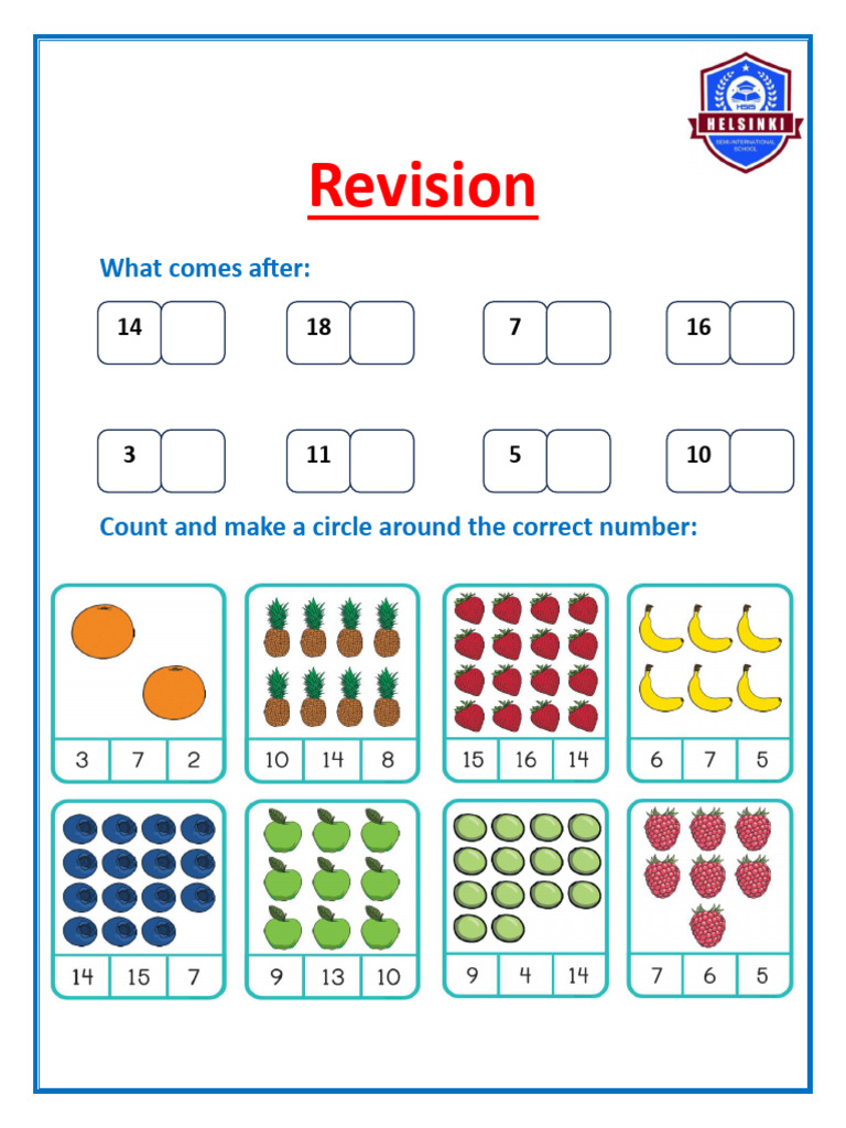 Math Kg1(Revision Sheet) | PDF