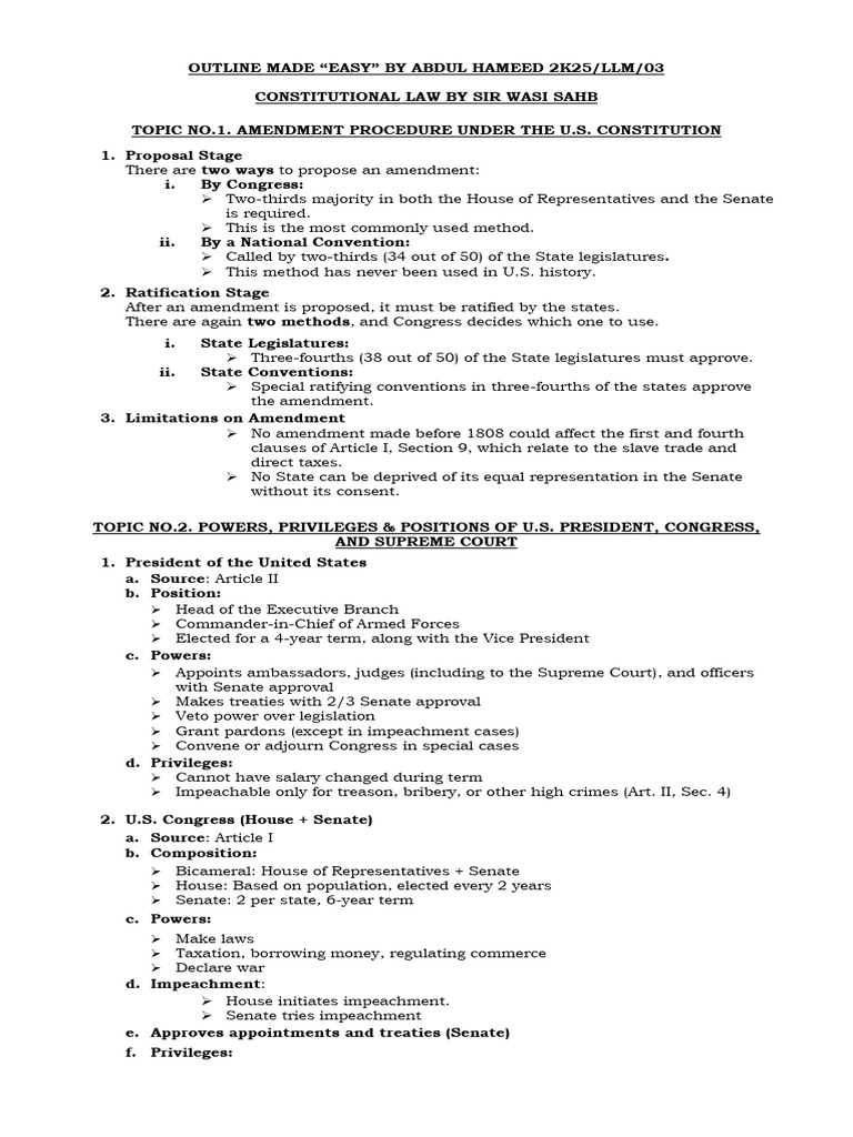 Outline of Constitution Made Easy | PDF | Judicial Review ...