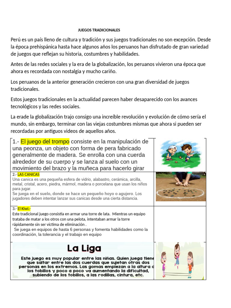 Ficha de Ps Sobre Juegos Tradicionales | PDF