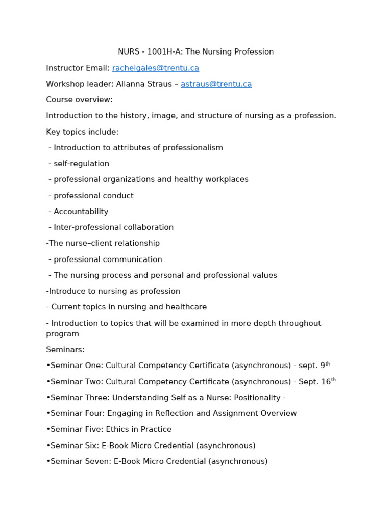 Introduction to Nursing Profession Course | PDF | Nursing