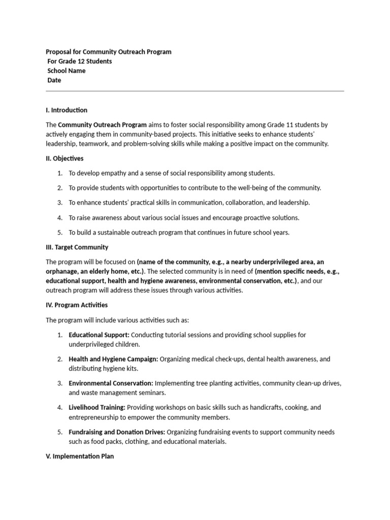 Community Outreach Program Proposal | PDF | Community | Business