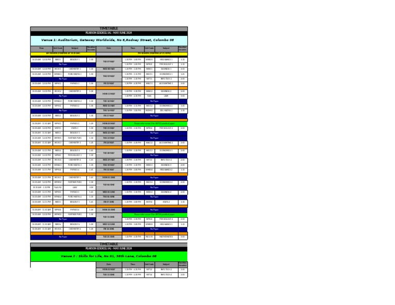IAL Timetable - May June 2024 - Candidate | PDF | Science | Physical ...