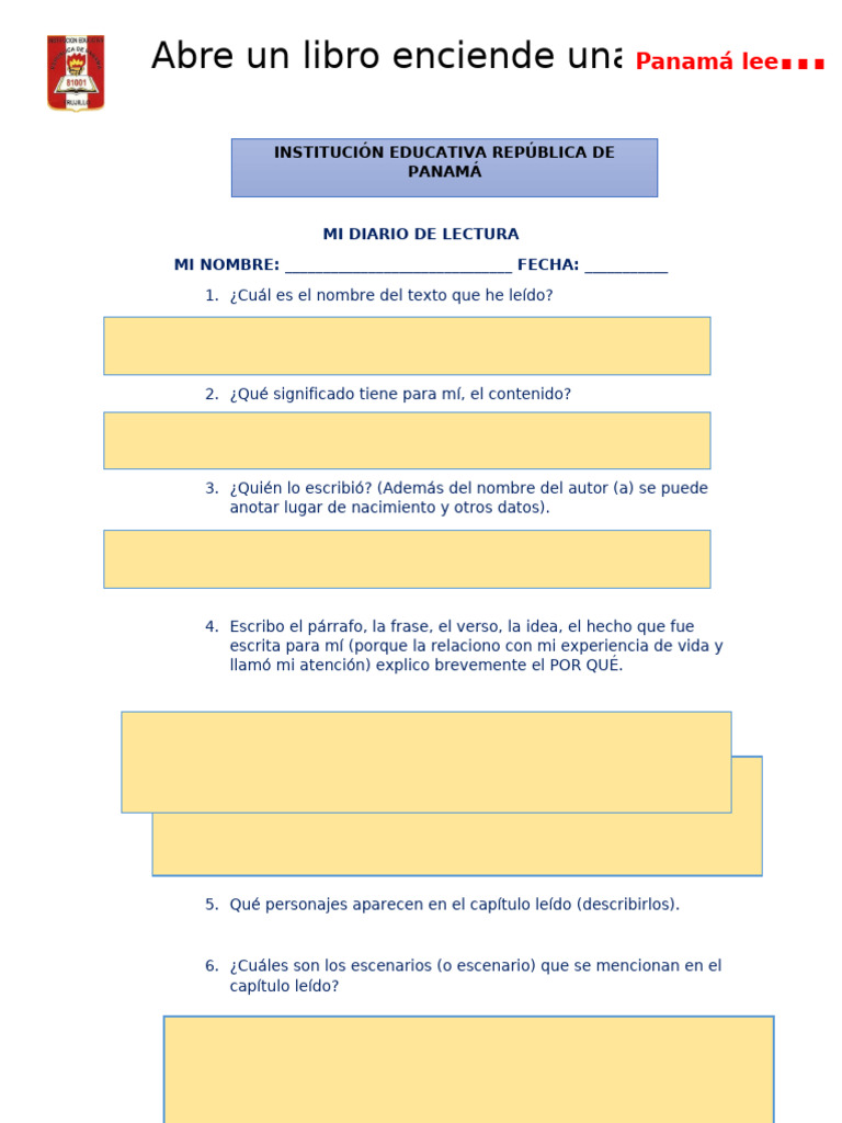 Ficha-Mi Diario de Lectura | PDF