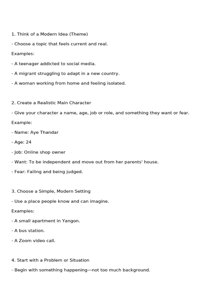 Contemporary Short Story Guidelines | PDF