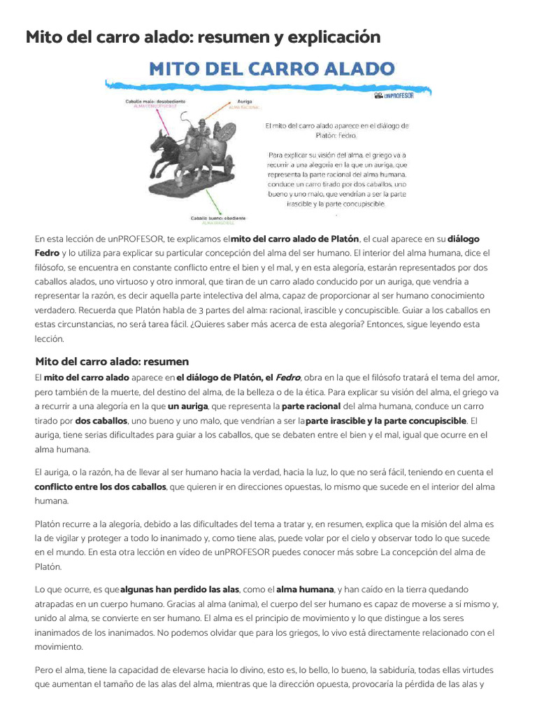 Mito Del Carro Alado - Resumen y Explicación | PDF | Alma