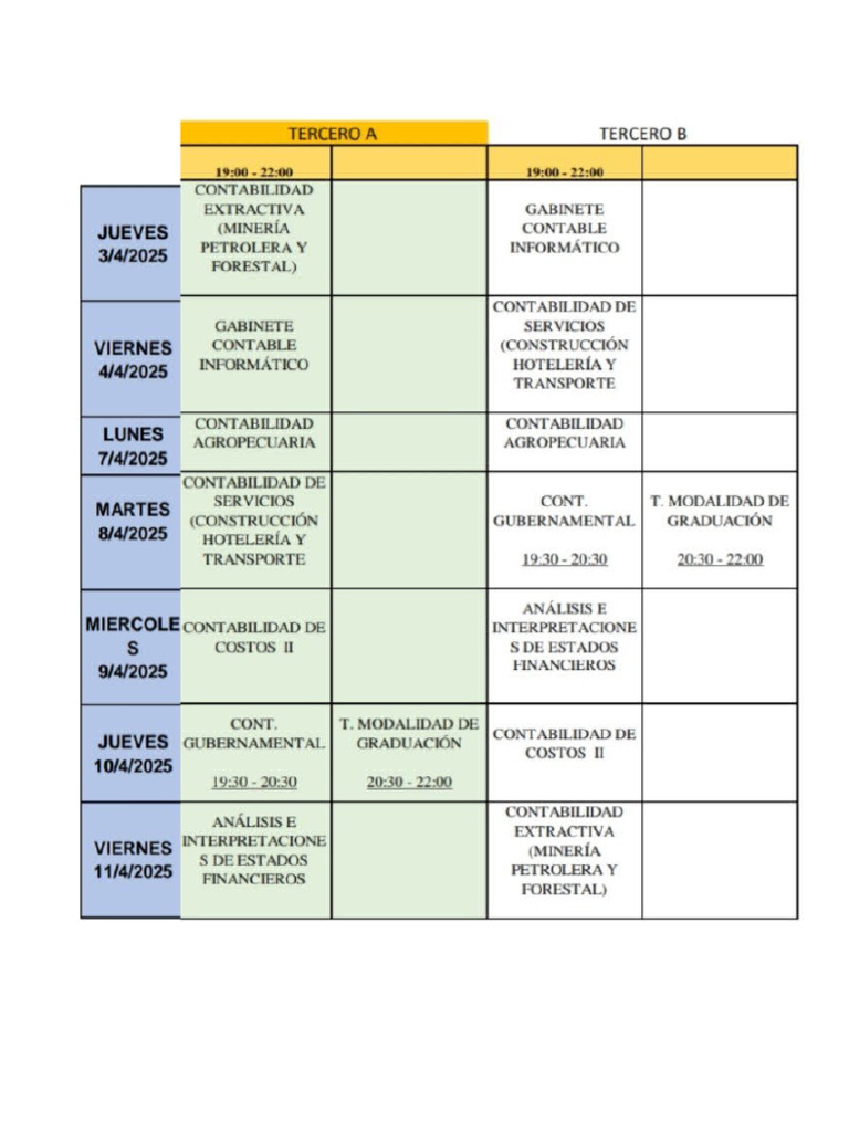 Rol de Exámenes 1er Bimestre Isec | PDF