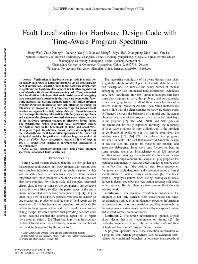 Fault_Localization_for_Hardware_Design_Code_with_Time-Aware_Program_Spectrum | PDF | Software ...