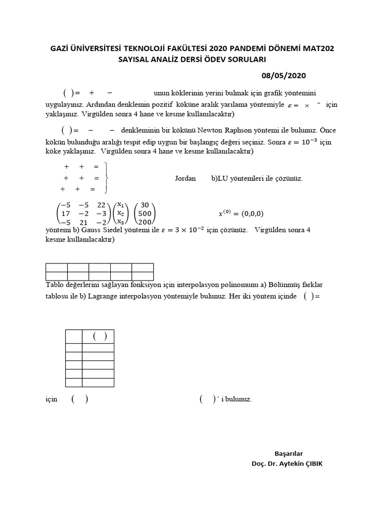 Sayisal Analiz Odev | PDF
