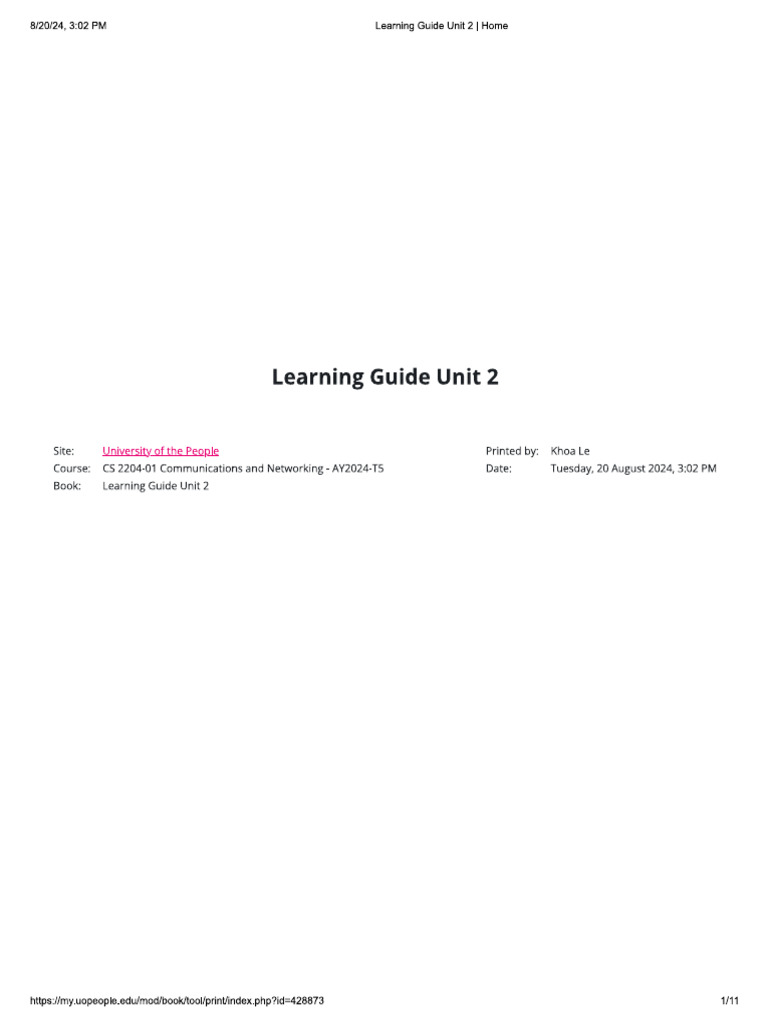CS 2204 - Learning Guide Unit 2 | PDF