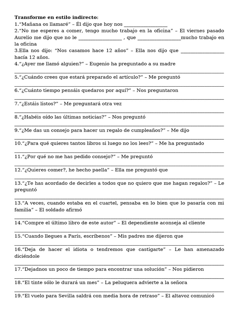 Estilo Indirecto | PDF
