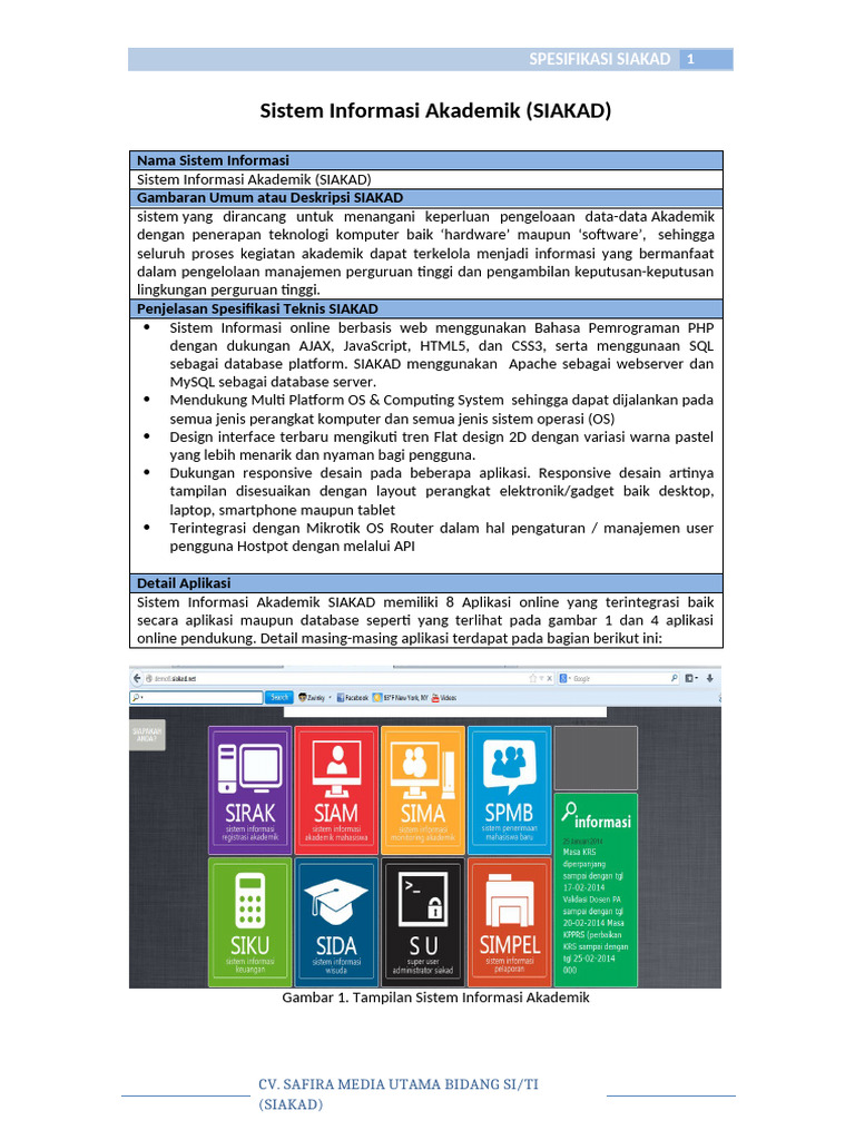 Spesifikasi SIAKAD Wilayah NTB (Pakai) | PDF
