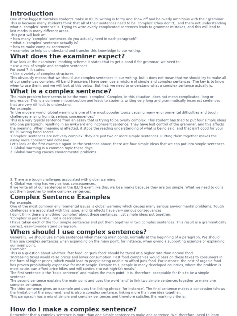 Mastering Complex Sentences for IELTS | PDF | Subject (Grammar) | Clause