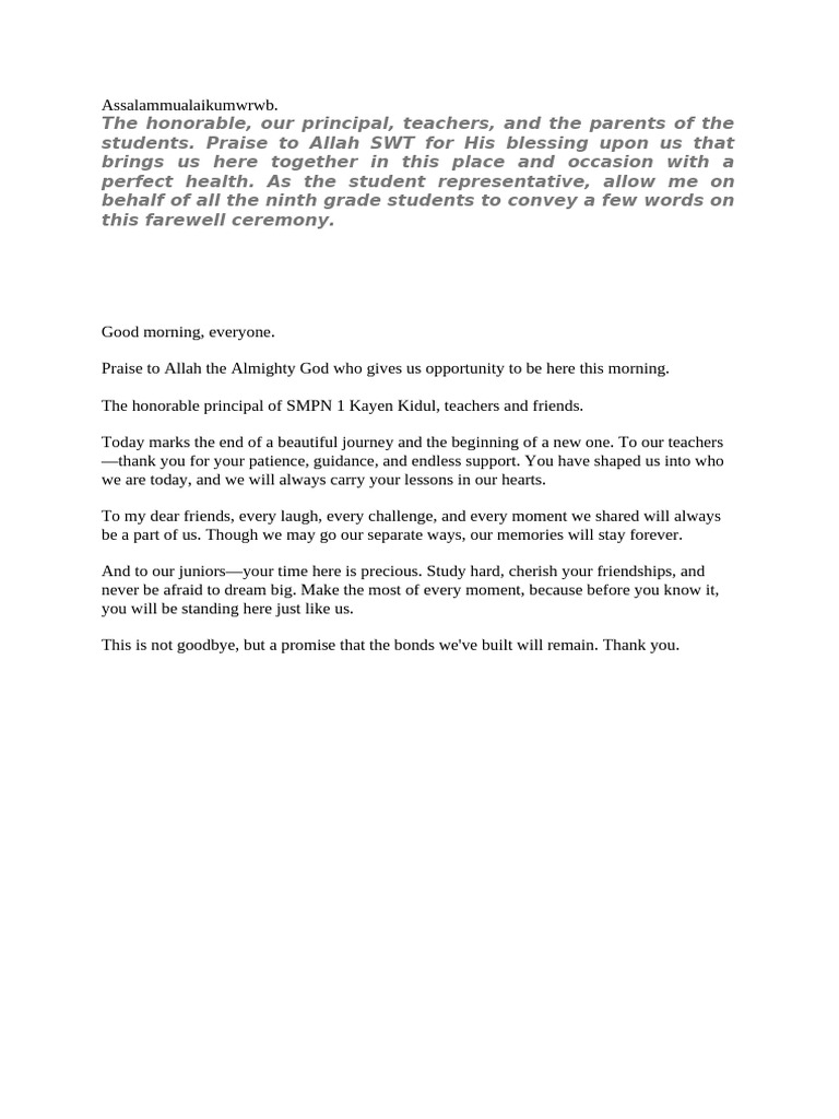 Farewell Speech | PDF