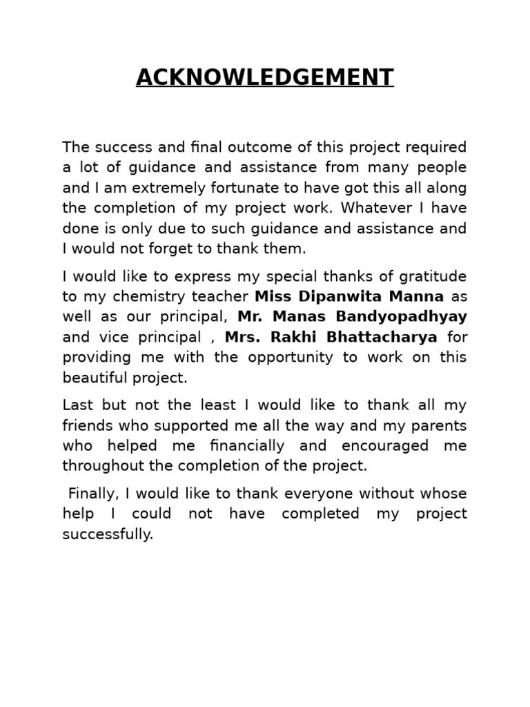 Project Acknowledgement Note | PDF