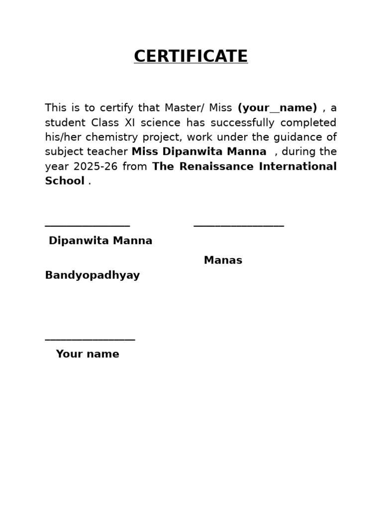 Certificate of Project | PDF