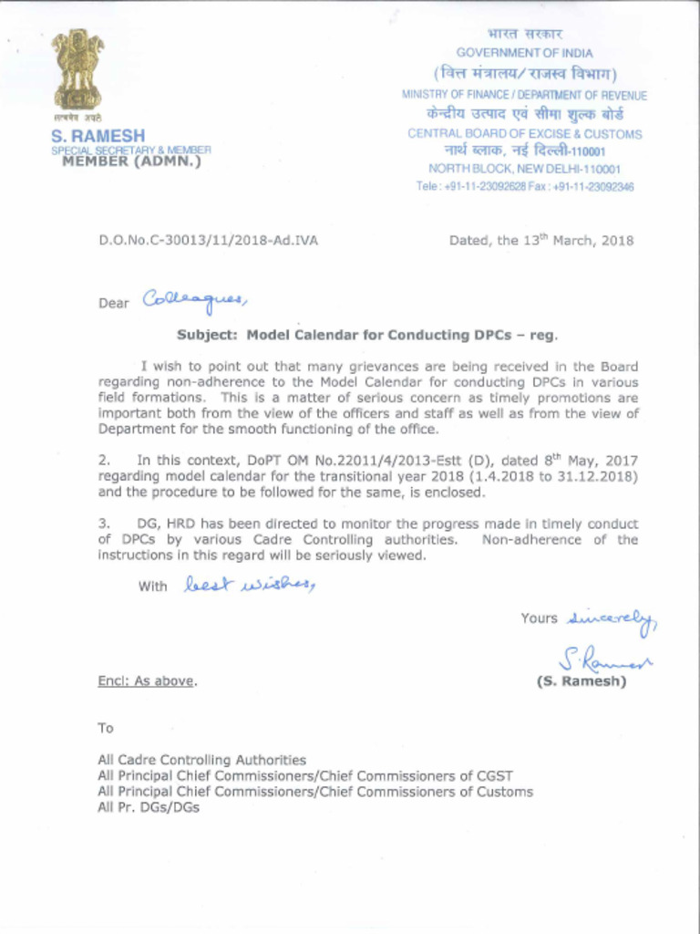Model Calender For Conducting DPCs | PDF