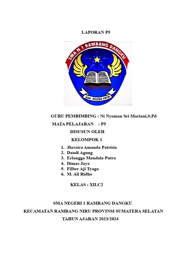 Laporan P5 SMA Negeri 1 Rambang Dangku | PDF
